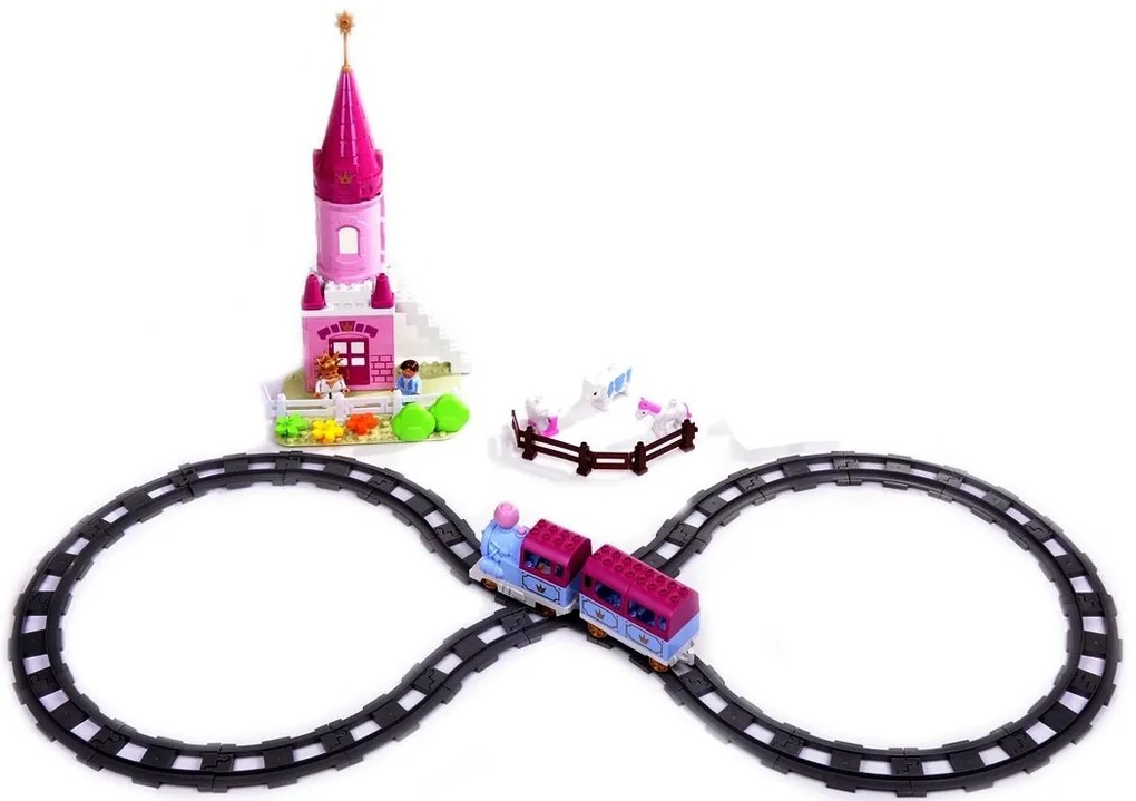 Blocki Mubi stavebnice Vláček - pohádkový zámek typ LEGO DUPLO 83 dílů se světlem a zvukem