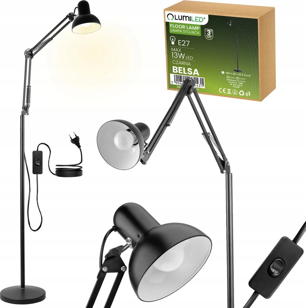Stojací Led lampa na stůl E27 185 cm, nastavitelná pro čtení