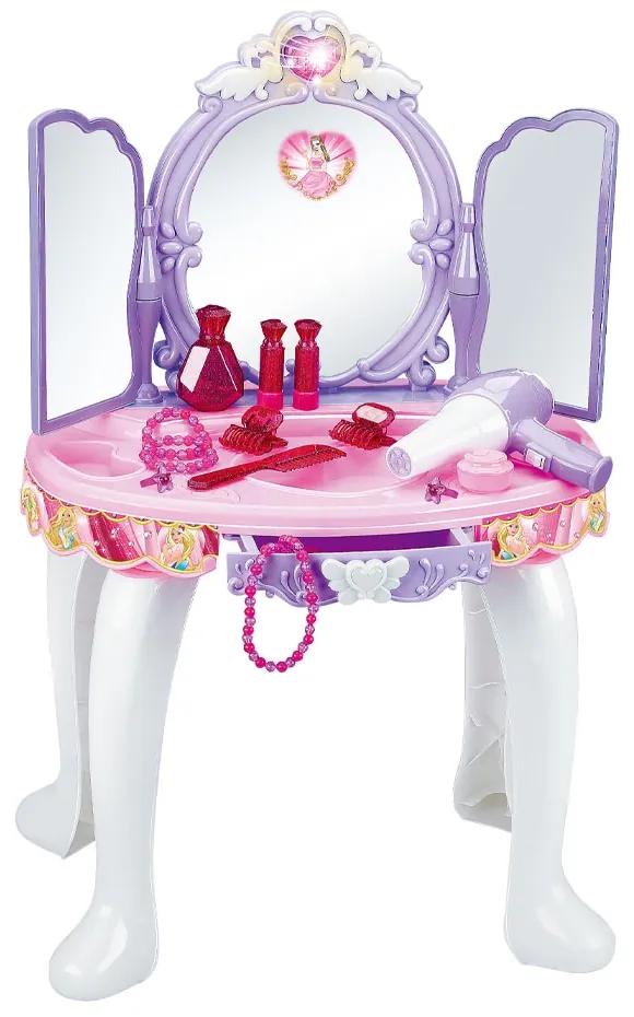Dětský toaletní stolek ve více typech, s princeznou, fialovo-růžová