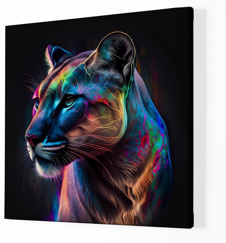 Obraz na plátně - barevná puma (černý panter) FeelHappy.cz Velikost obrazu: 100 x 100 cm