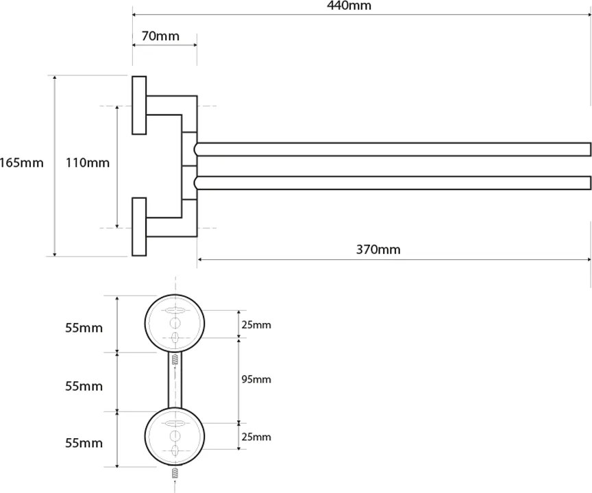 Sapho Sapho, X-STEEL otočný držák na ručníky dvojitý 420mm, broušená nerez, XS405