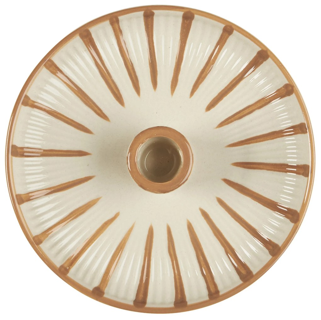 IB LAURSEN Porcelánový svícen Brown stripes, hnědá barva, porcelán