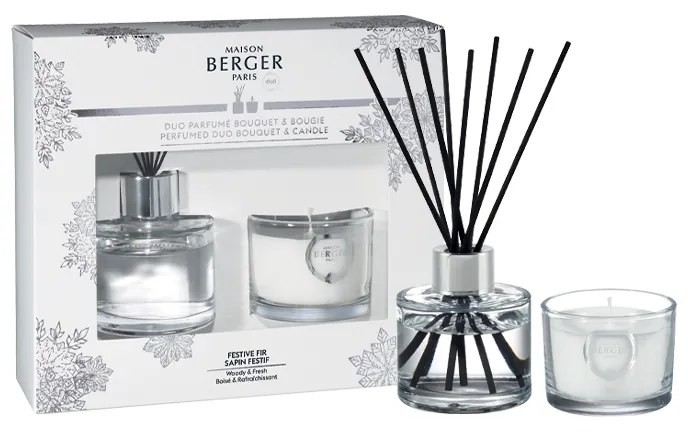 Maison Berger Paris Dárková sada Duo Mini Winter: aroma difuzér s náplní 80 ml + svíčka 80 g, Pod vánočním stromem 4568