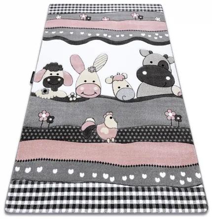 Makro Abra  Dětský kusový koberec PETIT Zvířátka růžový 160 x 220