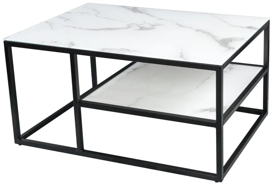 Massive home | Konferenční stolek ELEGANCE BLACK 90 CM bílý mramorový vzhled