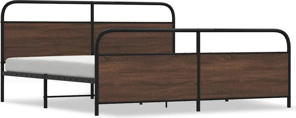 Kovový rám postele bez matrace hnědý dub 183 x 213 cm 3318666