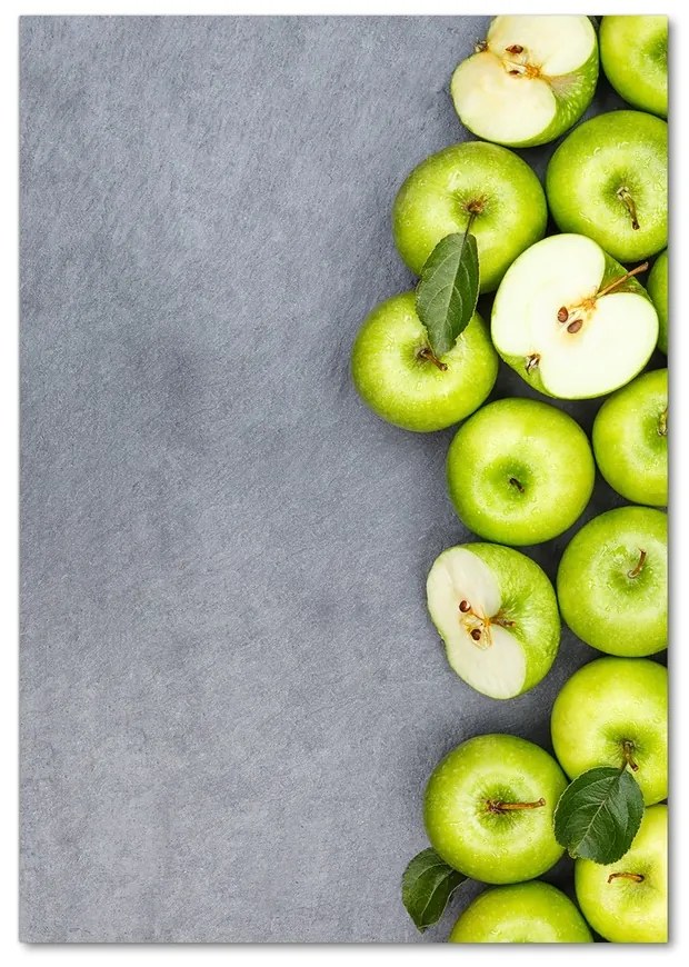 Wallmuralia Foto obraz fotografie na skle Zelená jablka 70x100 cm