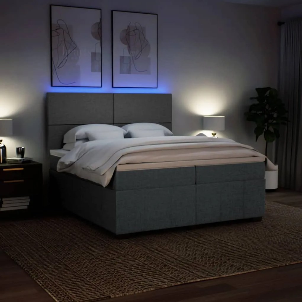 Box spring postel s matrací tmavě šedá 200x200 cm textil 3294069