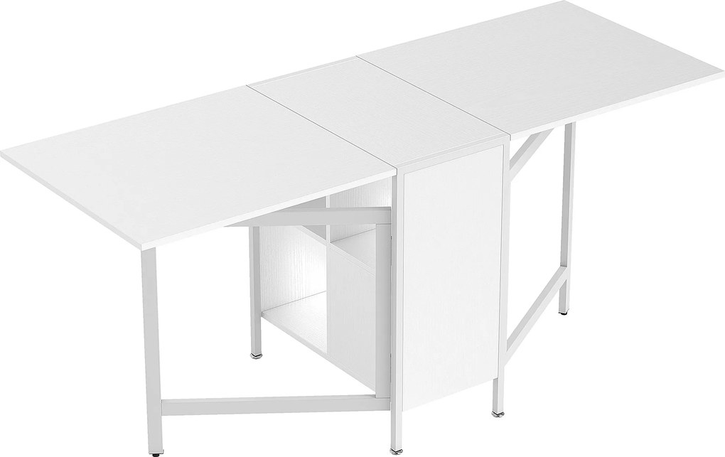 HOMCOM skládací jídelní stůl s výsuvnými deskami, 4 přihrádky, 3 varianty pro kuchyň a obývací pokoj, 169 x 60 x 75 cm, bílá