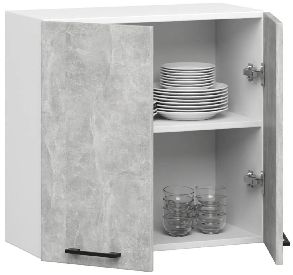 Kuchyňská závěsná skříňka Olivie W II 60 cm bílá/beton