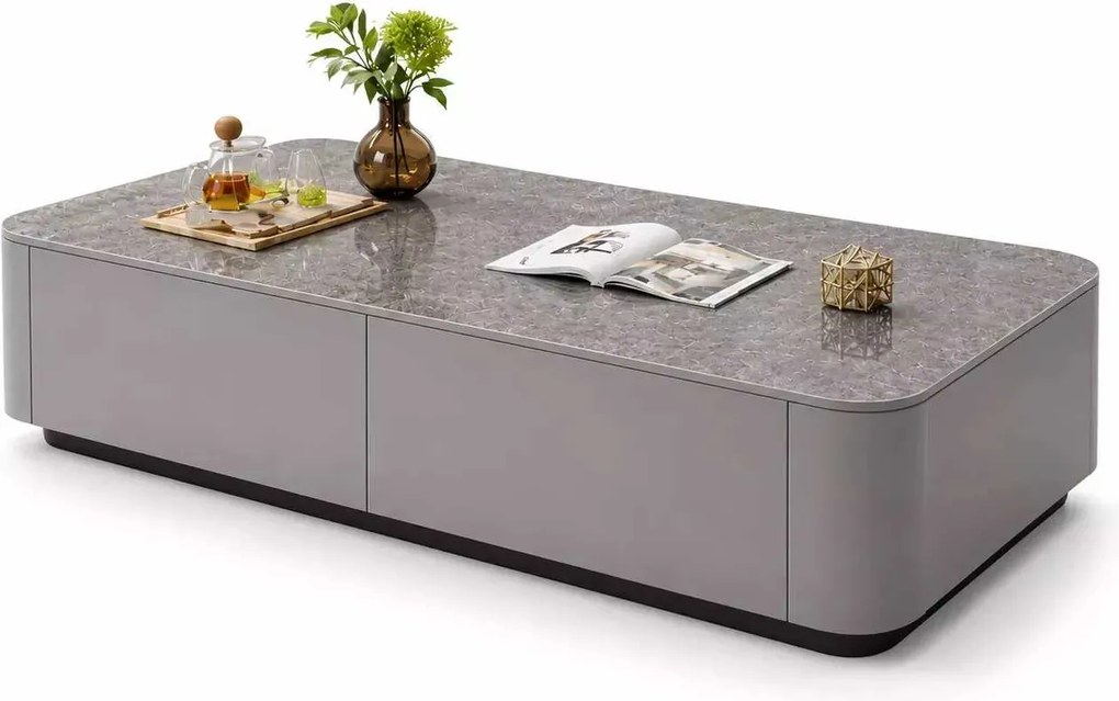 LuxuryForm DESIGN Konferenční stolek ASTON 120 × 60 × 36 cm – šedý s šedou deskou