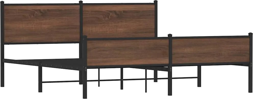 Kovový rám postele bez matrace hnědý dub 183 x 213 cm 3301416