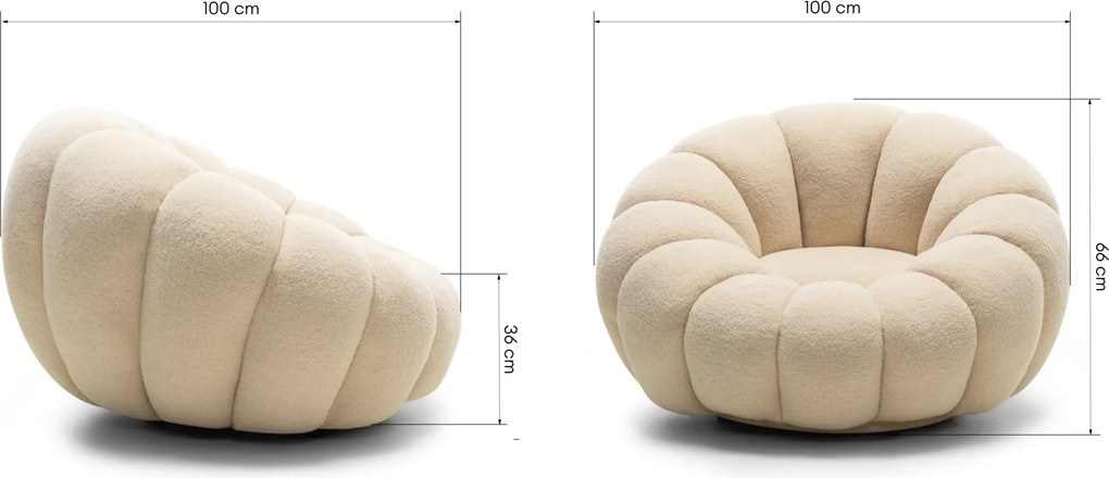 Designové relaxační křeslo VENEZIA 100 cm bouclé béžové