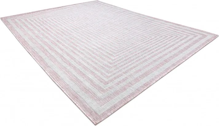 Kusový koberec Sion Sisal Labirinth 22376 pink/ecru – na von aj na doma, 180x270, ružová, chodba / predsieň, Dywany Łuszczów