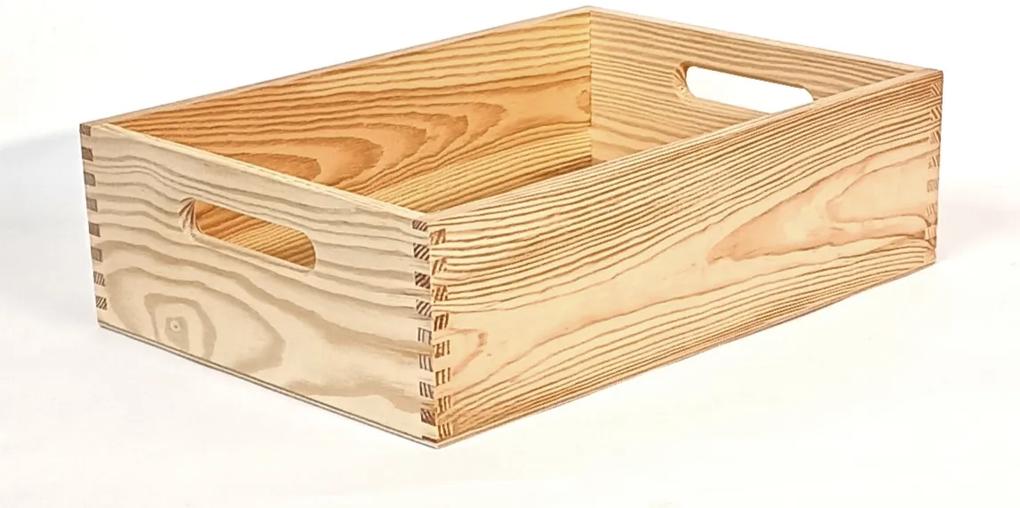Dřevěný podnos hranatý s otvory po stranách - 34 x 24 x 10 cm