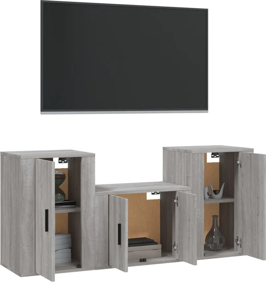 3dílný set TV skříněk šedý sonoma kompozitní dřevo 3188388