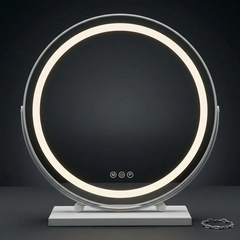 Rea Kosmetické zrcadlo ⌀50 cm s regulovatelným LED osvětlením HOM-12021 bílé