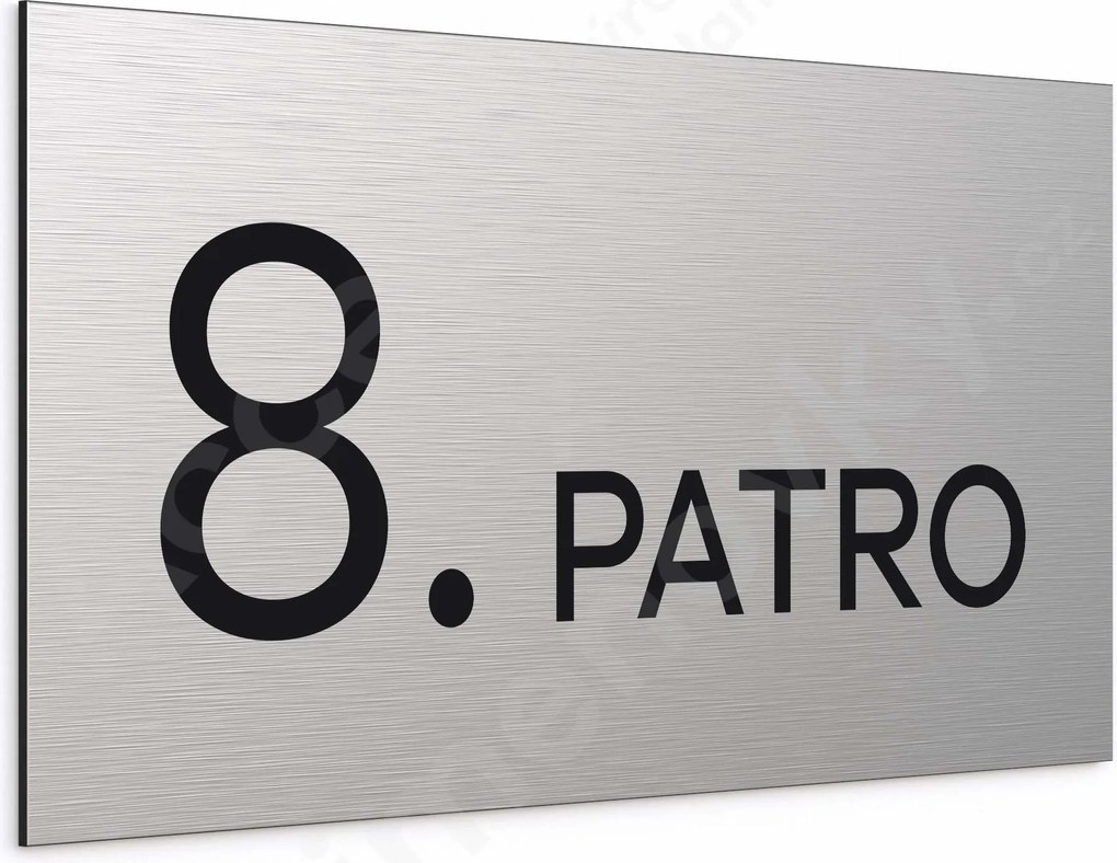 ACCEPT Označení podlaží "8. PATRO" - stříbrná tabulka - černý popis