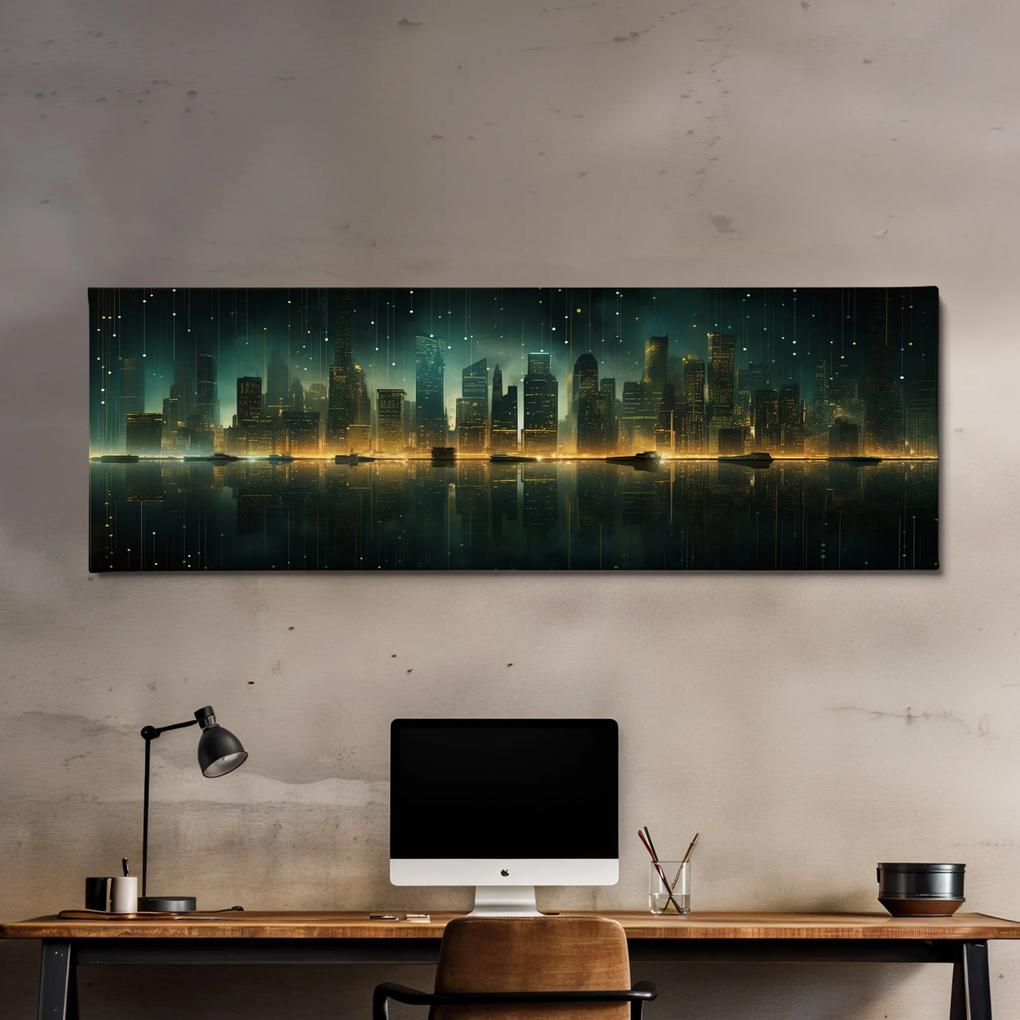 Obraz na plátně - Futuristické město - Abstrakce - Metropole budoucnosti FeelHappy.cz Velikost obrazu: 120 x 40 cm