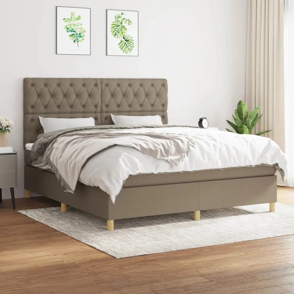 Box spring postel s matrací taupe 160x200 cm textil 3142589