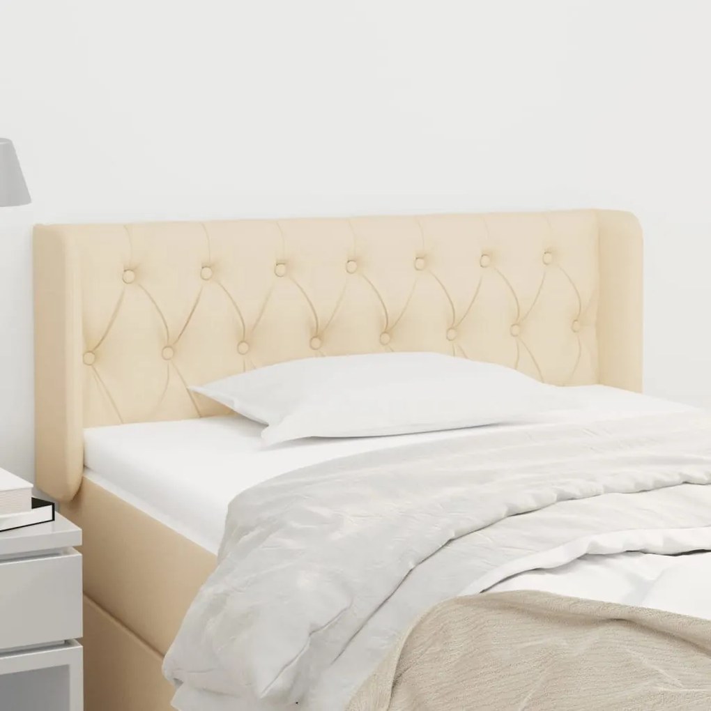 Čelo Postele Typu Ušák Krémové Textil Krémová - 103 x 16 x 78/88 cm
