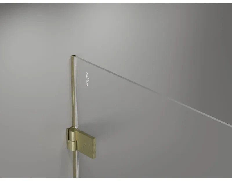 Mexen Lunar-B Duo, výklopný sprchový kout 100 x 70 cm, 8mm čiré sklo, zlatý matný profil, 832-100L-070P-55-00