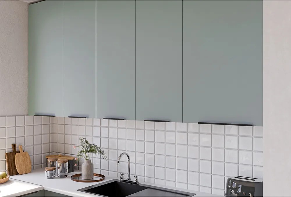 ARIA sb | vysoká skříňka 60 DP-210 2F na vestavnou troubu | 60 cm | ANTI FINGERPRINT povrch | bílá/aquamarine