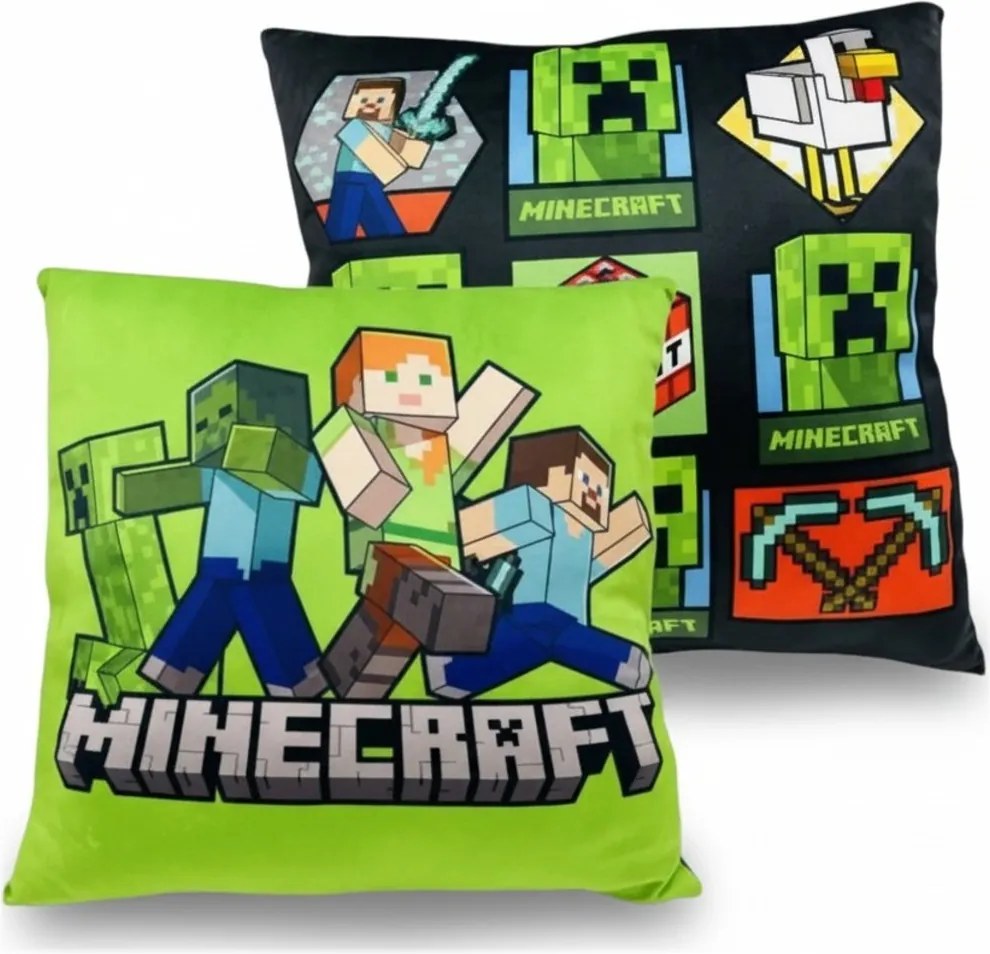 Oboustranný polštář Minecraft - motiv Herní svět - 38 x 38 cm