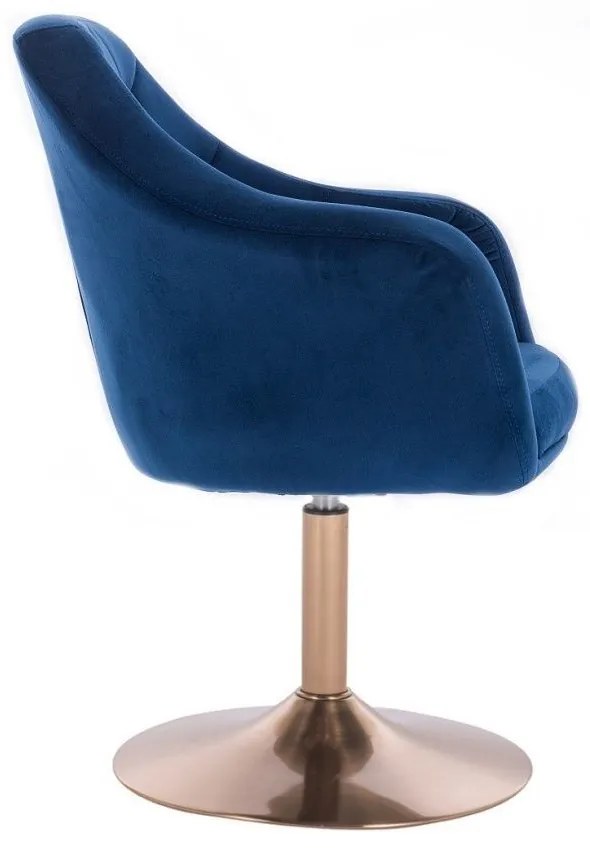 LuxuryForm DESIGN Otočné křeslo ANDORA VELUR na zlatém talíři - modré