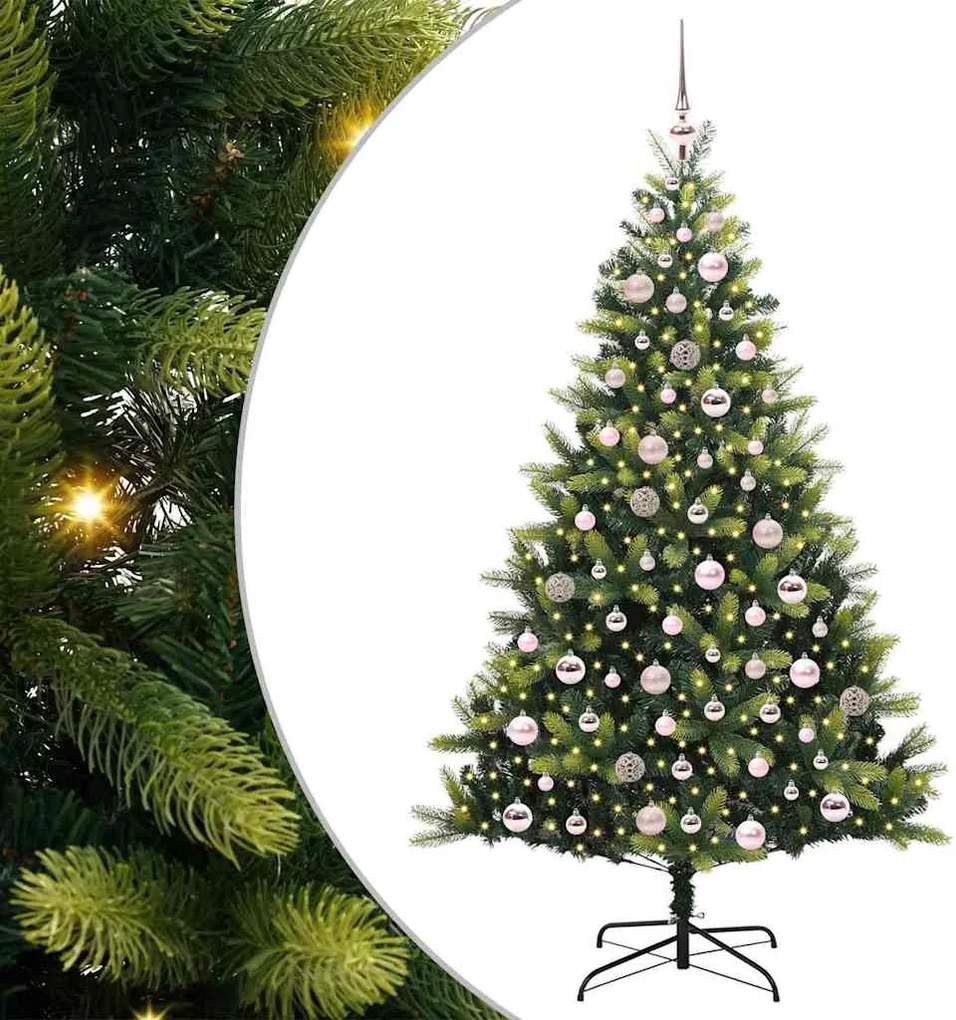 Umělý skládací vánoční stromeček 300 LED Zelená 180 cm PVC a PE 3395993