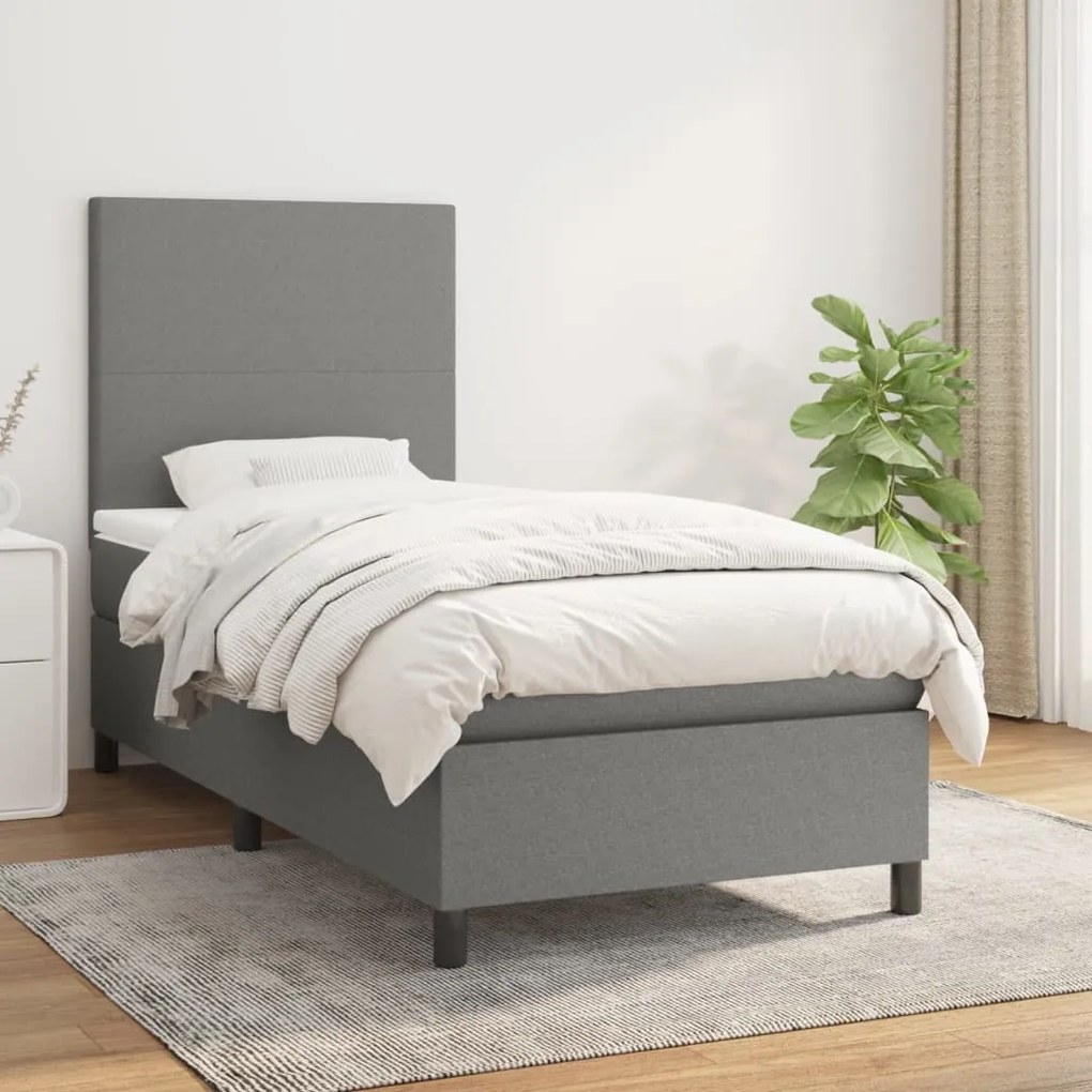 Box spring postel s matrací tmavě šedá 100 x 200 cm textil 3141594