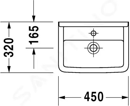 DURAVIT - Starck 3 Umývátko 450x320 mm, s přepadem, s otvorem pro baterii, bílá (0750450000)