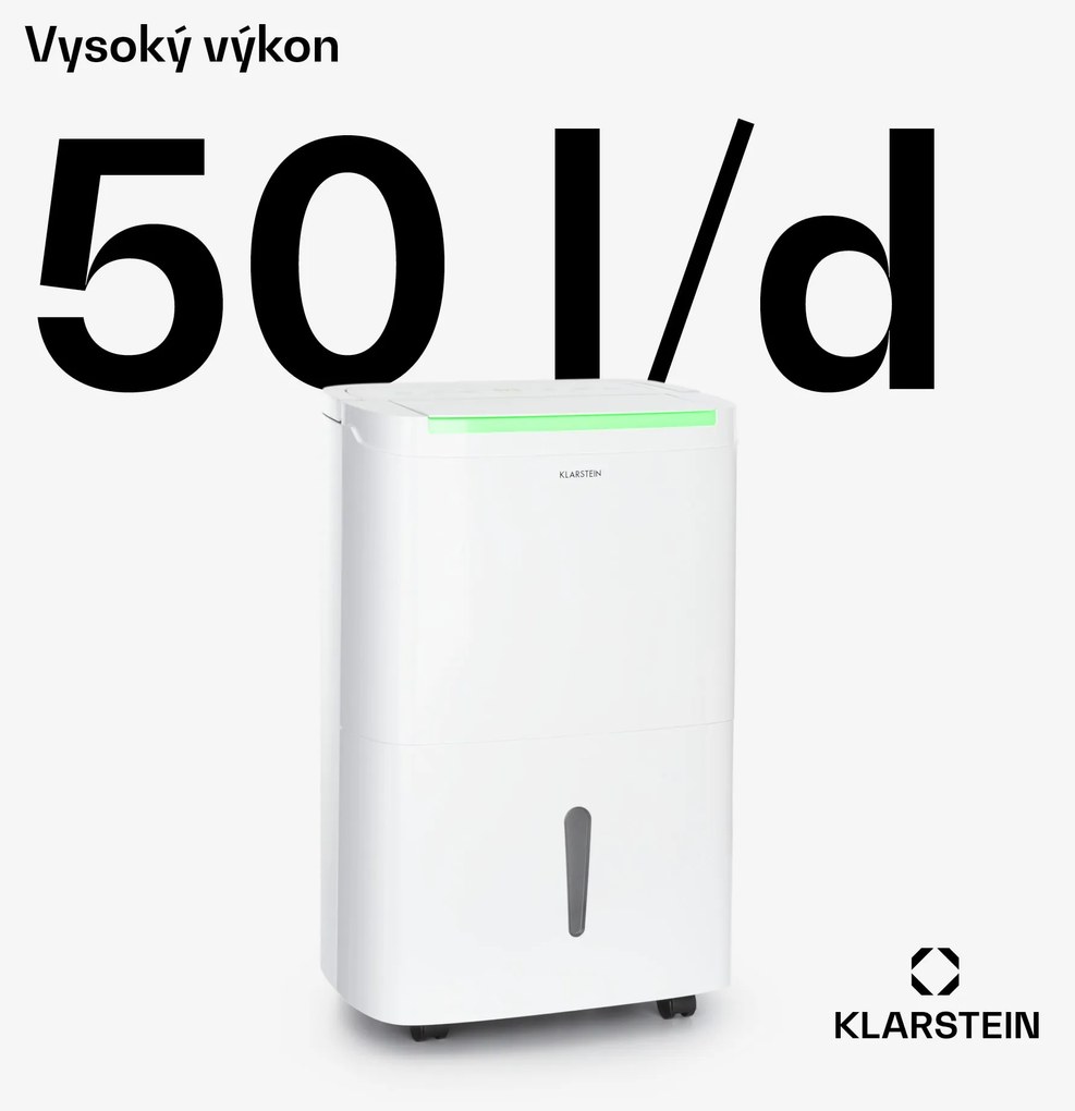 Klarstein DryFy Connect 50 Smart, Odvlhčovač vzduchu, Wi-Fi, Kompresní, 50 l/d, 70–100 m², Bílý