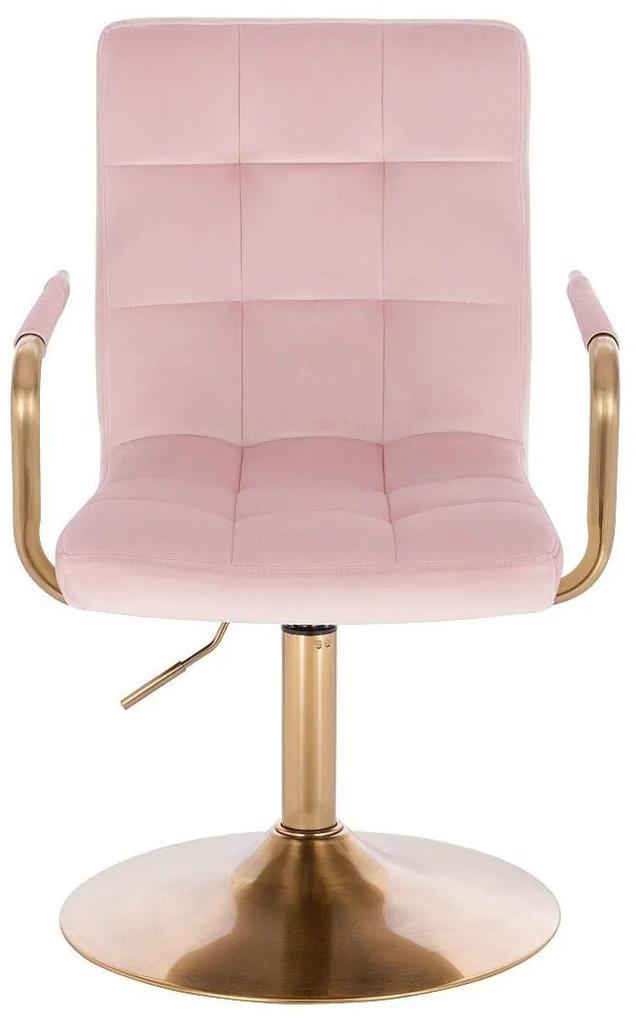 LuxuryForm Židle VERONA GOLD VELUR na zlatém talíři - růžová