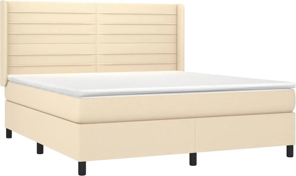 Box spring postel s matrací a LED krémová 160x200 cm textil 3138410