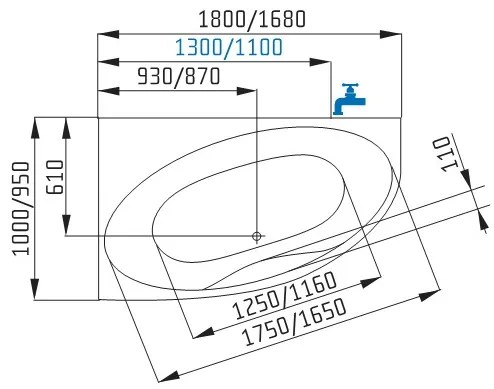 Santech Laguna vana 180 x 100 pravá SALAG180P