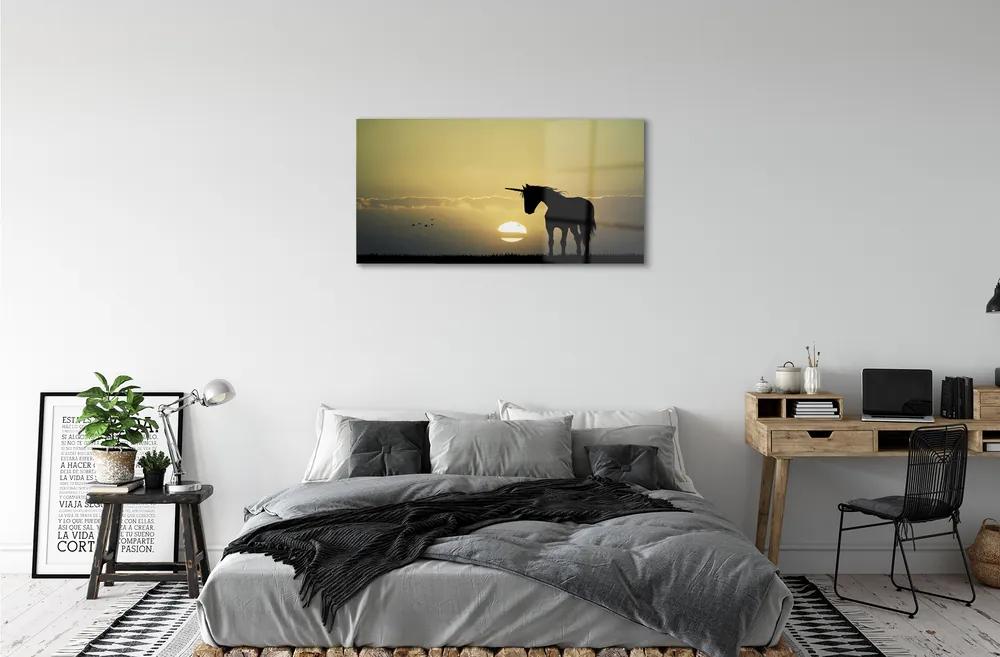 akrylový obraz Pole sunset jednorožec 100x50 cm