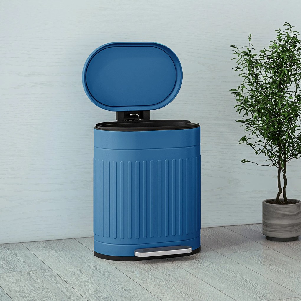 HOMCOM Kuchyňský Koš na Odpady, 20L, Pedálový Koš, Oválný, Kovový s Tichým Uzávěrem, Ochrana proti Otiskům, Odnímatelný Vnitřní Kbelík, 36,5 x 31,2 x