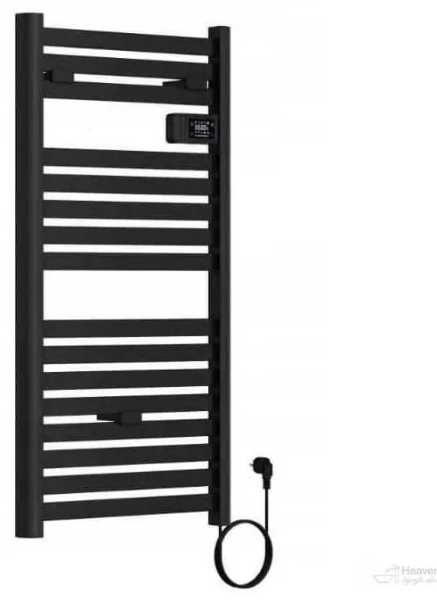 Erga Pago, elektrické topné těleso 960x540 mm s digitálním termostatem, 500W, černá matná, ERG-LAV-GRZE-E-ALU-960540-BK
