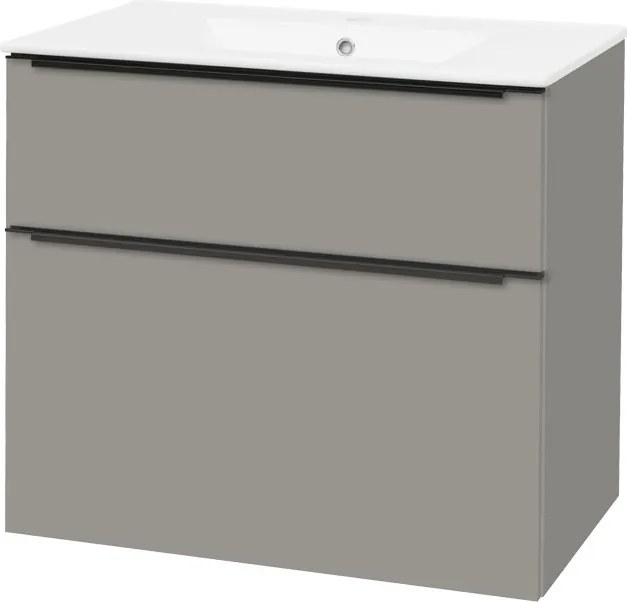 Mereo Mereo, Mailo, koupelnová skříňka s keramickým umyvadlem 81 cm, bílá, dub, antracit, CN571B