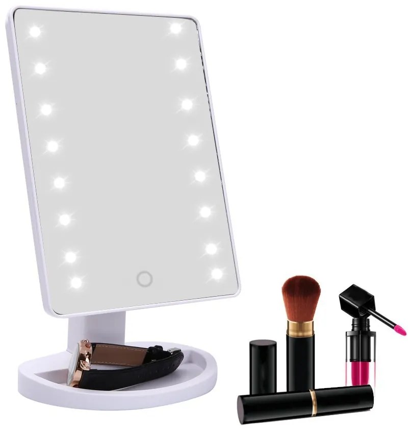 Bezdoteku Kosmetické make-up zrcátko s led osvětlením bílé