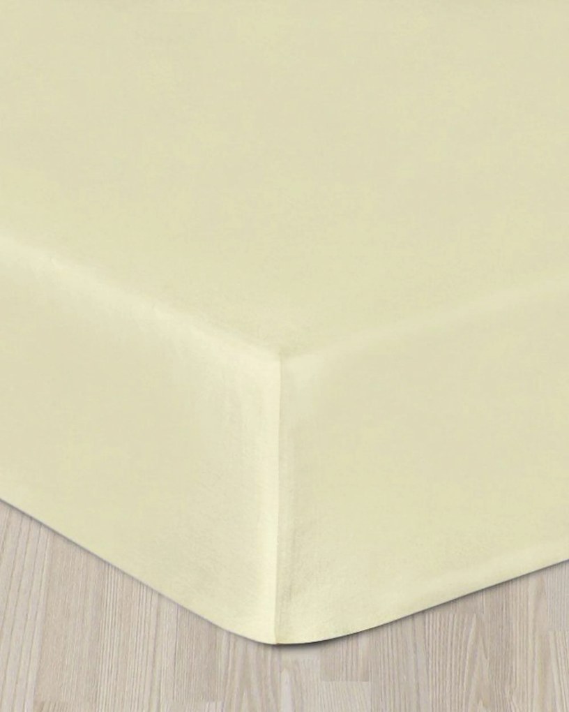 Saténové napínací prostěradlo krémové 200 × 220 cm