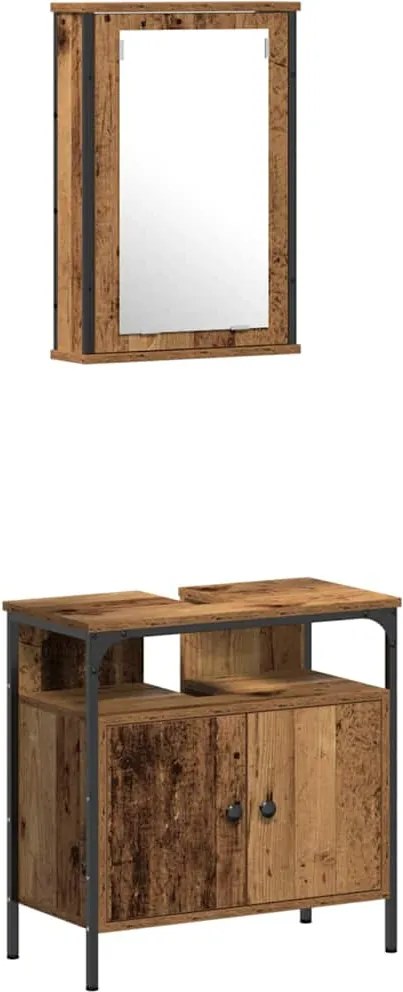 Sada koupelnového nábytku 4 ks Staré dřevo 33 x 33 x 185,5 cm 3332594