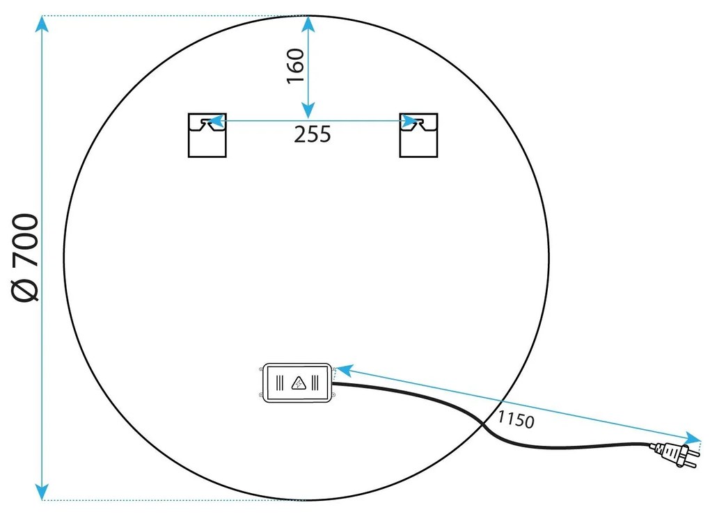 Tutumi Zrcadlo ⌀70 cm s vyhříváním a regulovatelným LED osvětlením HOM-05507, kartáčovaná růžová zlatá