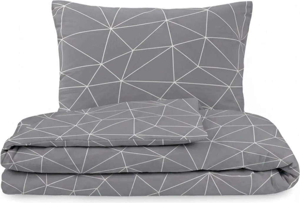 Bavlněné povlečení NORDIC COLLECTION GRID šedé - 1x 140/220, 1x 70/90cm