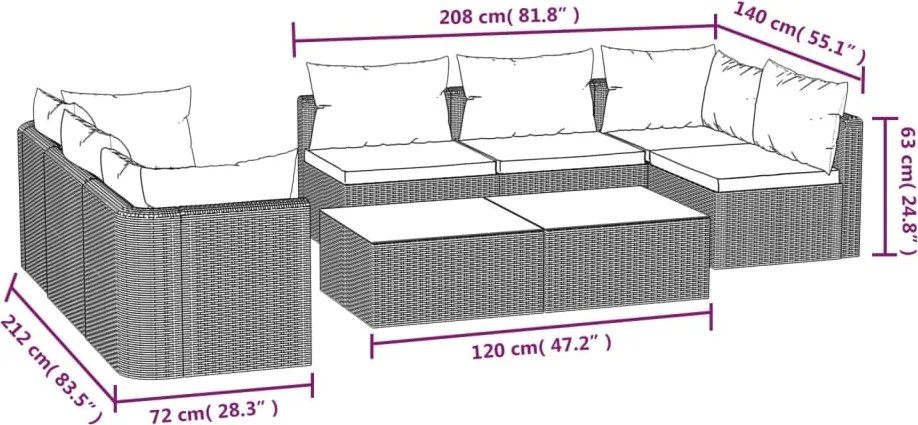 vidaXL Marketos 9dílná zahradní sedací souprava s poduškami polyratan černá