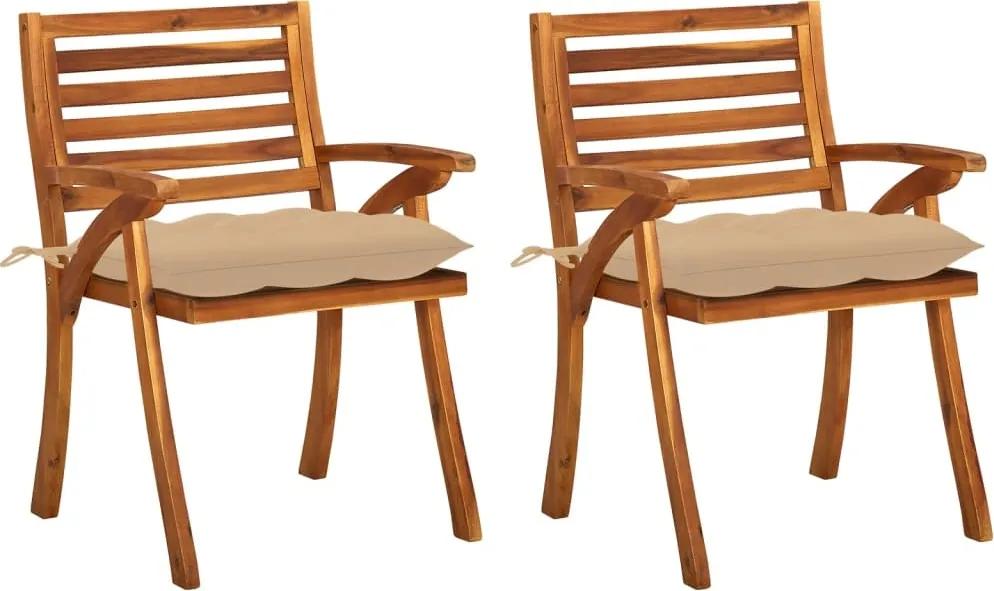 vidaXL Zahradní jídelní židle s poduškami 2 ks masivní akáciové dřevo [3060858] Barva: Červená