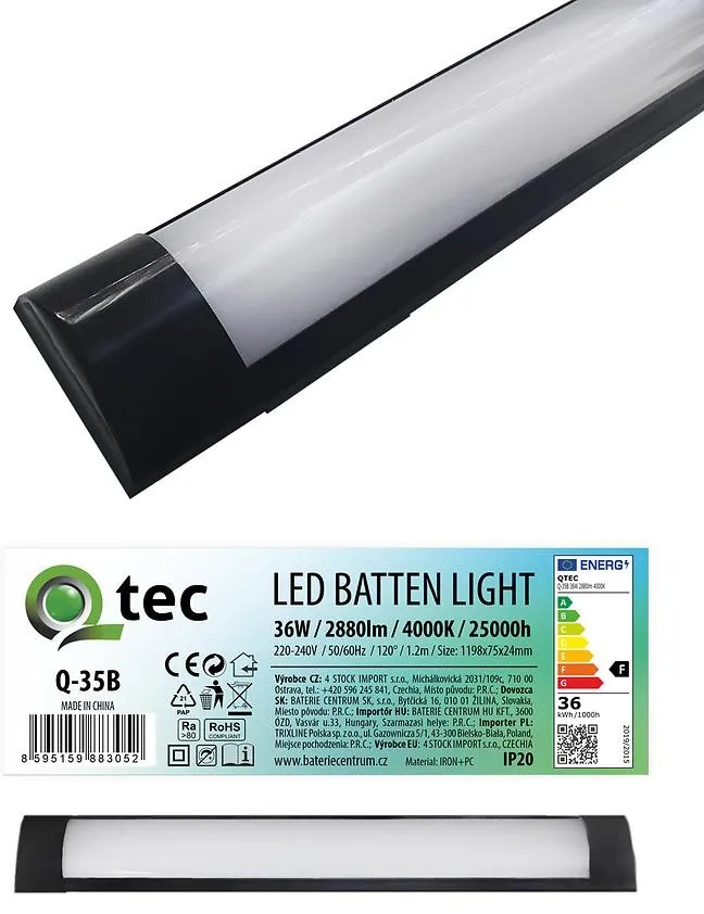 Svitidlo BATTEN LED Black 36W Q-35B