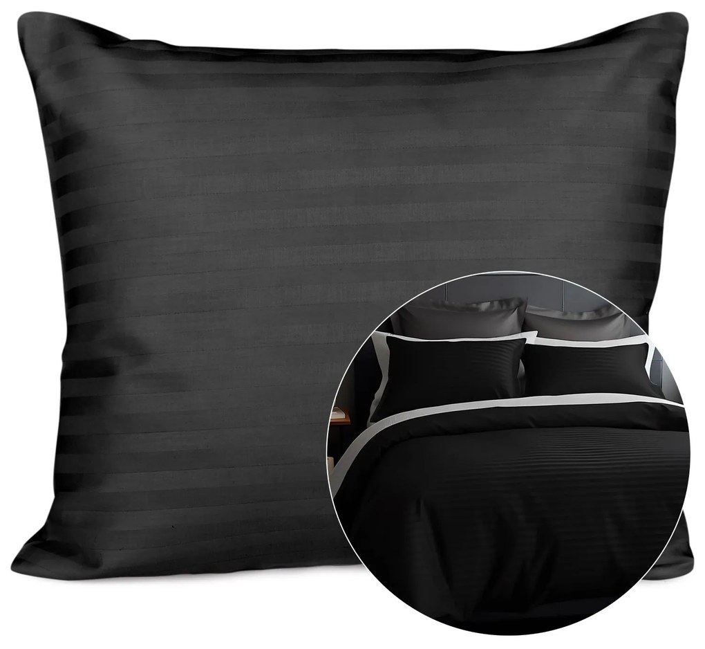 SATÉNOVÝ POVLAK NA POLŠTÁŘ CIZGILI BLACK 70X80 CM EXCLUSIVE ČERNÁ