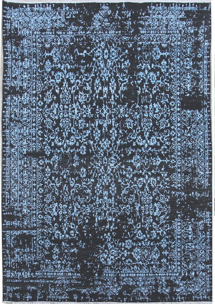 Ručne viazaný kusový koberec Diamond DC-JK 1 Denim blue / aqua, 140x200, modrá, chodba / predsieň, Diamond Carpets India